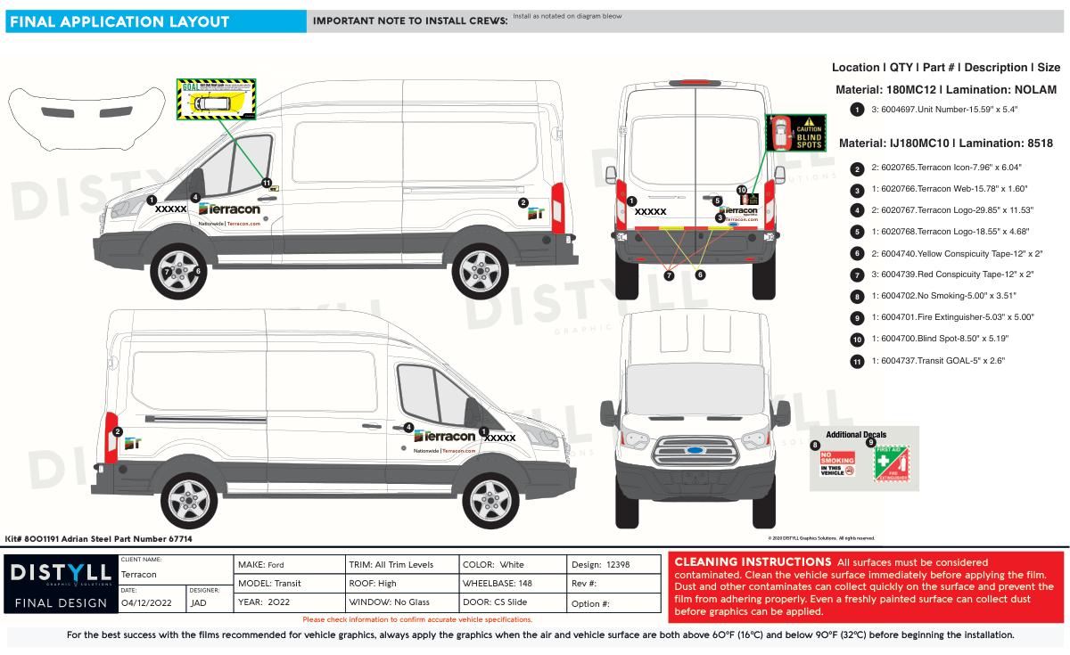 Terracon, Ford Transit, 148 WB, High Roof, No Glass, 2022-, Spot Graph ...